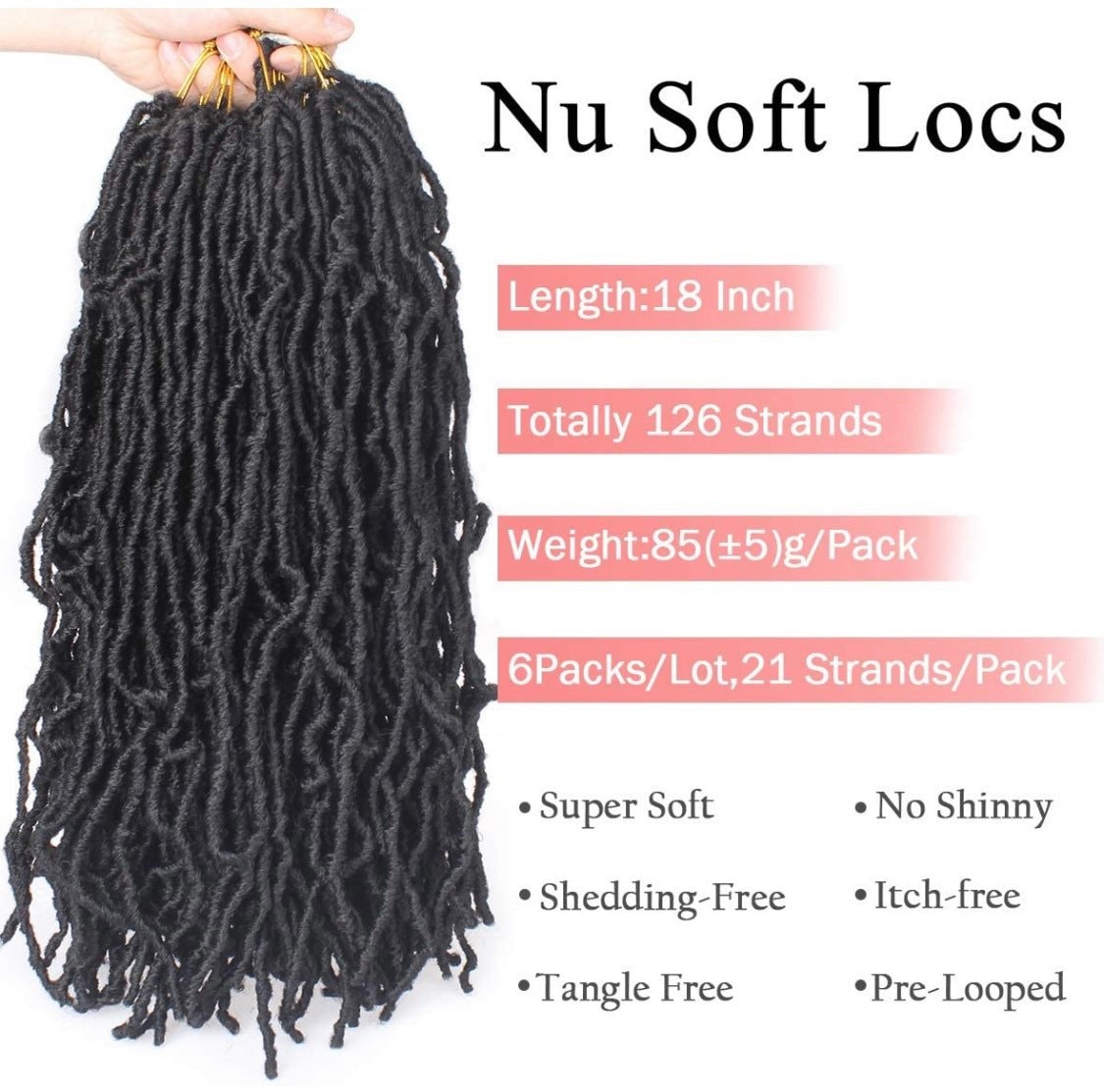 6 Packs 18 Inch Nu Faux Locs Crochet Hair - Etsy