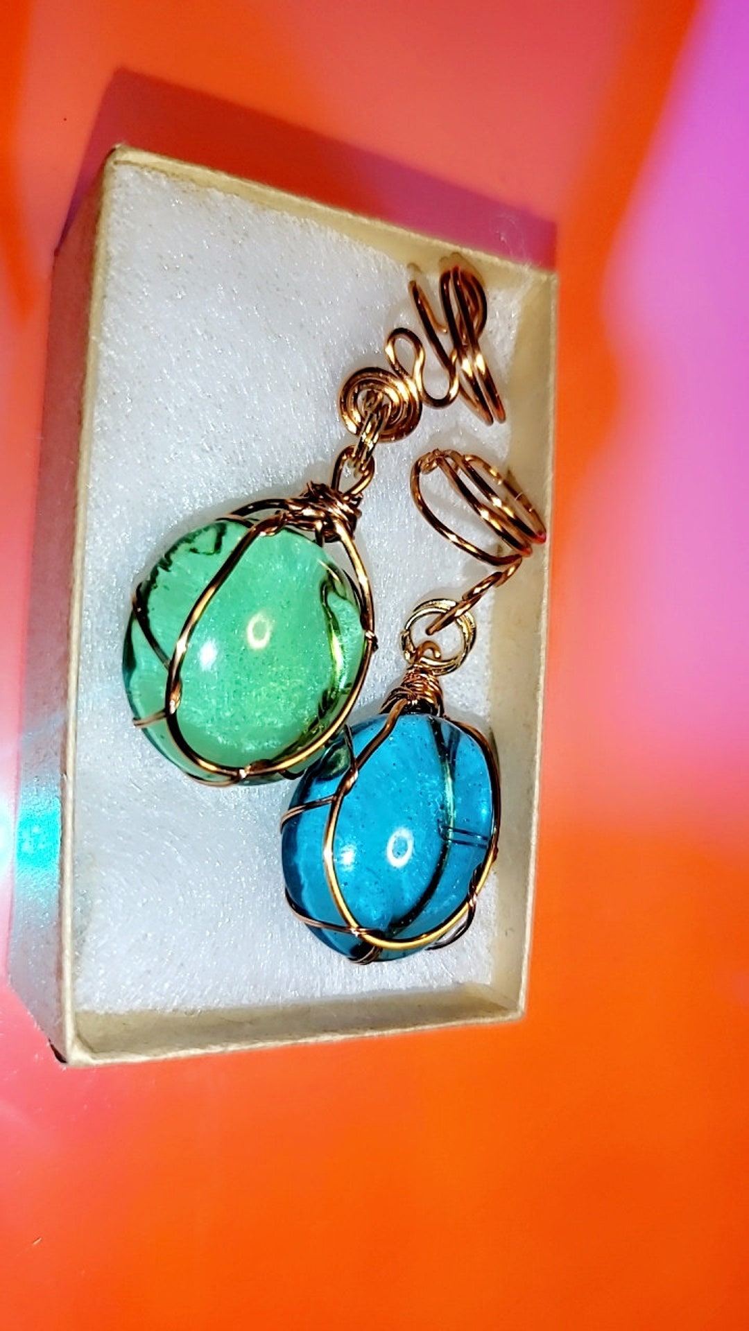 3 Glass Charm Hair Cuff|hair Trinkets|loc Jewelry|braid Jewelry|hair ...