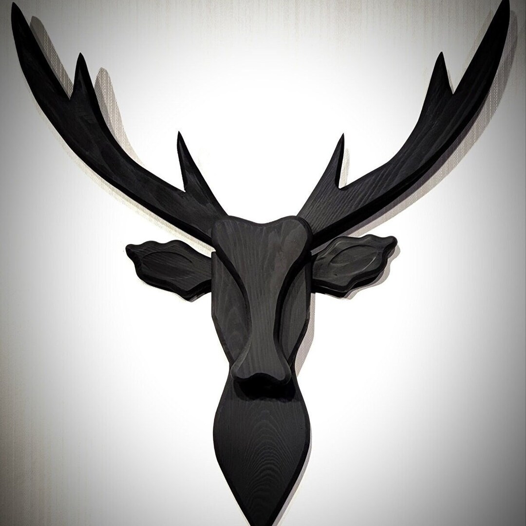 Decorative Wooden Deer Head - 2D - Deer Wall Art - Wooden Wall Decor ...