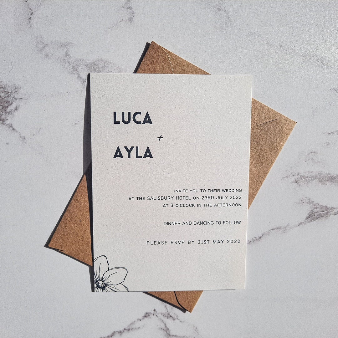 Modern Wedding Invitations, Minimalist Wedding Invitation Suite, Floral ...