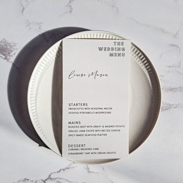 Individual Menu Cards - Etsy