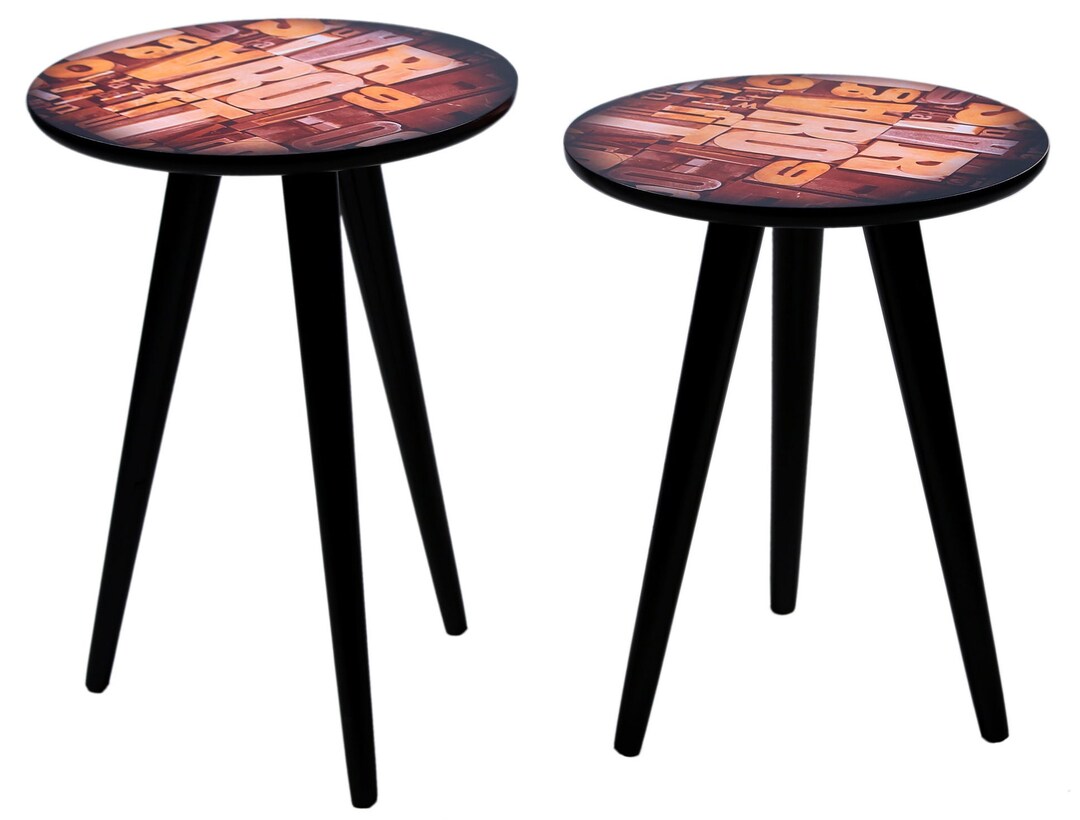Round Wooden Side Table, Portable Coffee Table, End Table for Living ...