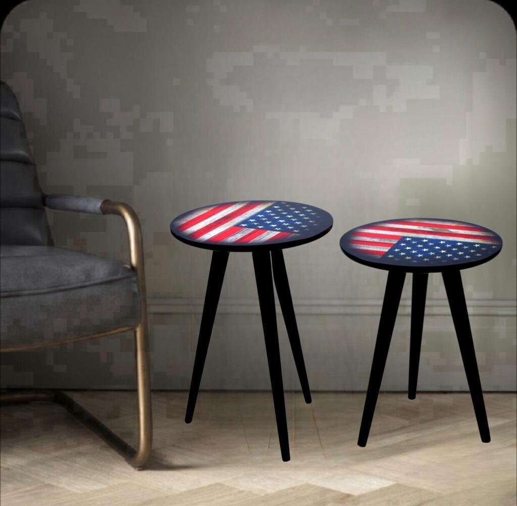 Round Wooden Side Table, Portable Coffee Table, End Table for Living ...