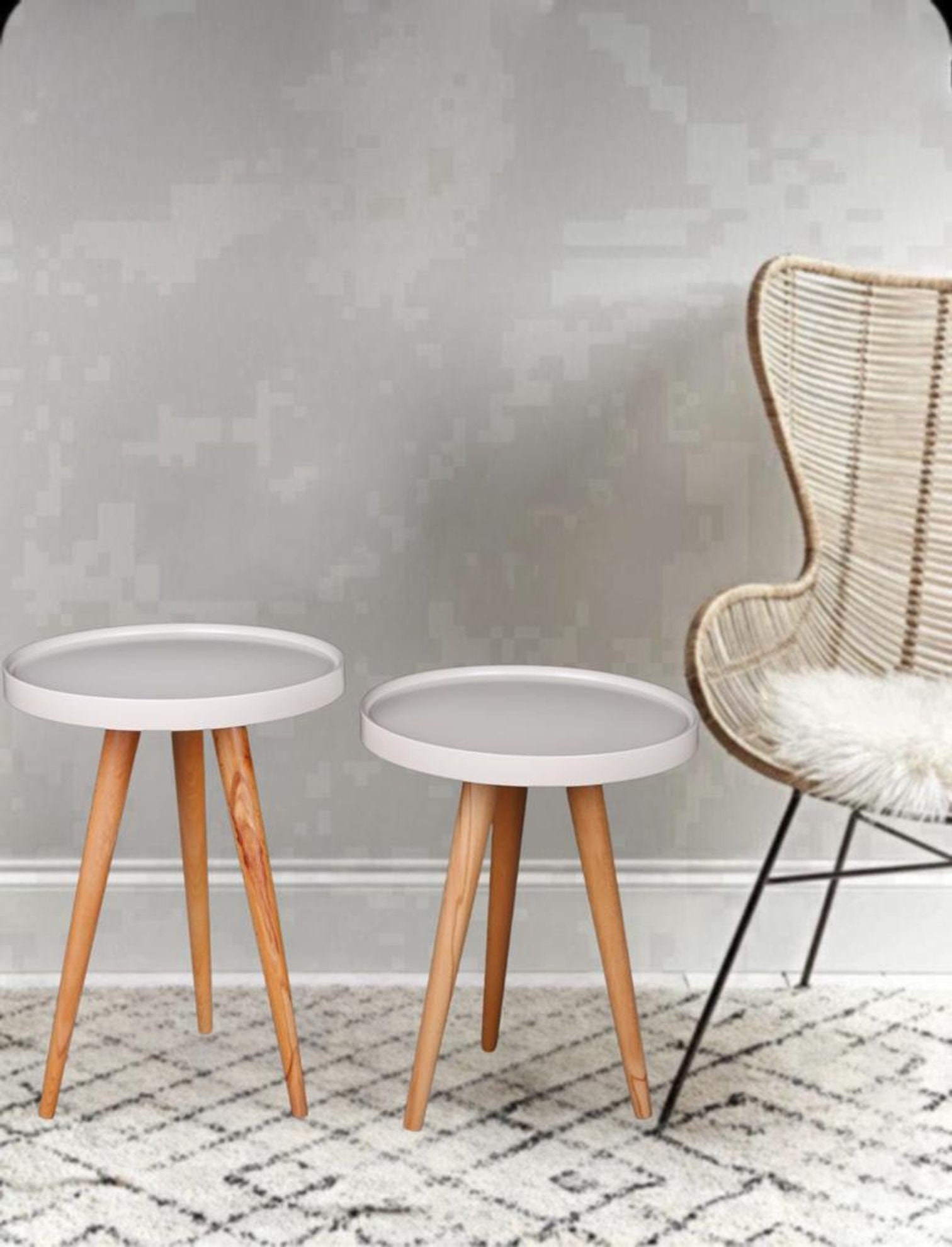 Round Wooden Side Table Portable Coffee Table End Table for - Etsy