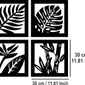 Tropical Leaves Wooden Wall Art | Set of 4 Large Set of Wall Decor ...