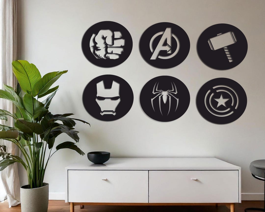 Marvel Avengers Sets of 6 Wood Wall Art, Avengers Wood Wall Decor ...