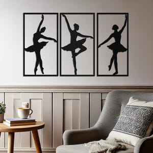 Set of 3 Wood Ballerina Wall Art, Ballerina Wall Sign, Ballet Dancer ...
