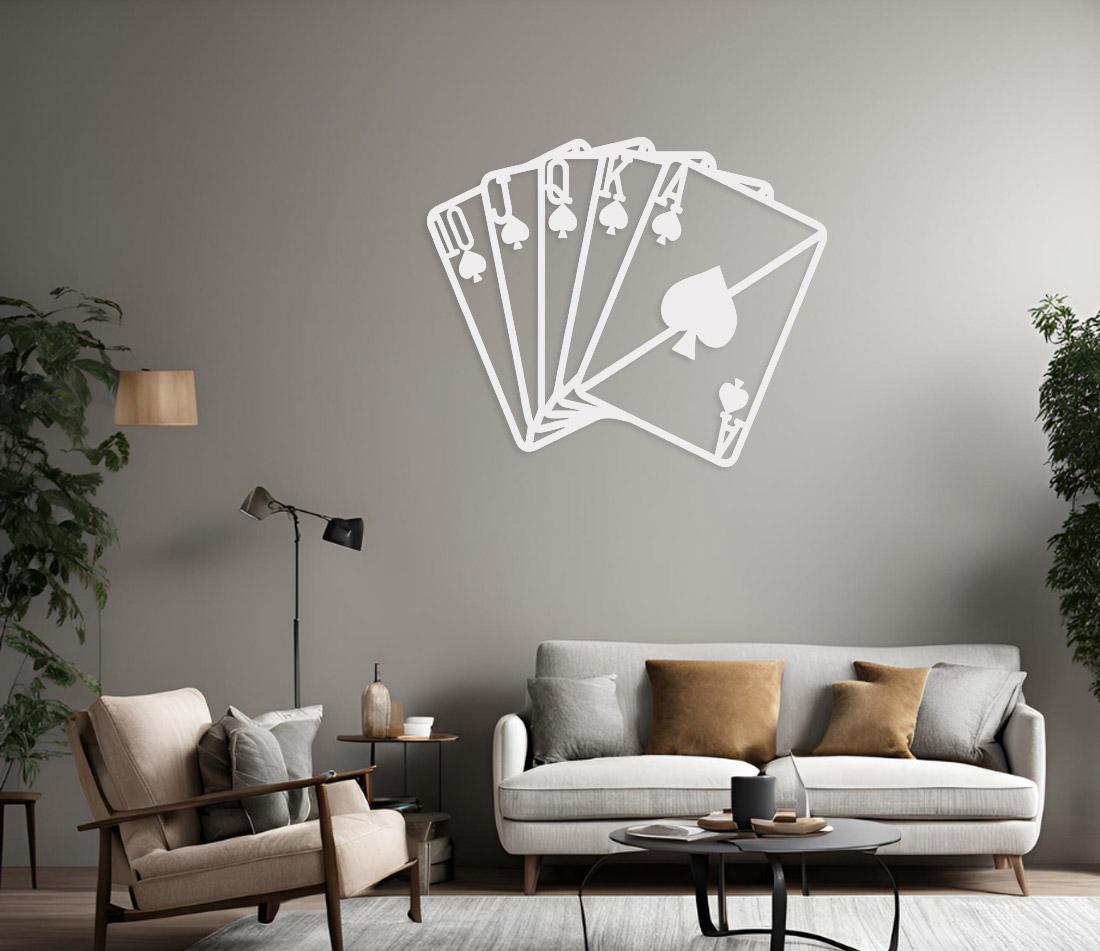 Poker Playing Card Wall Art, Large Wooden Royal Flush Playing Card ...