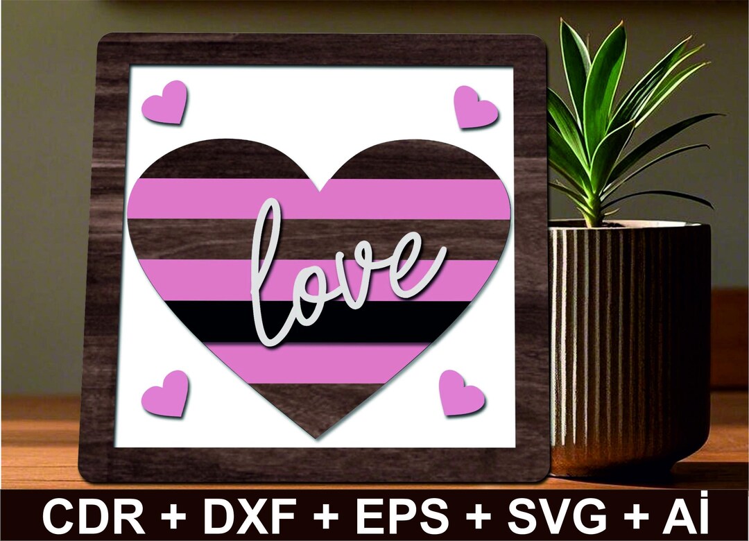 Love Heart Sign Cut Dxf, Digital Vector File, CNC Cutting, Valentine’s ...