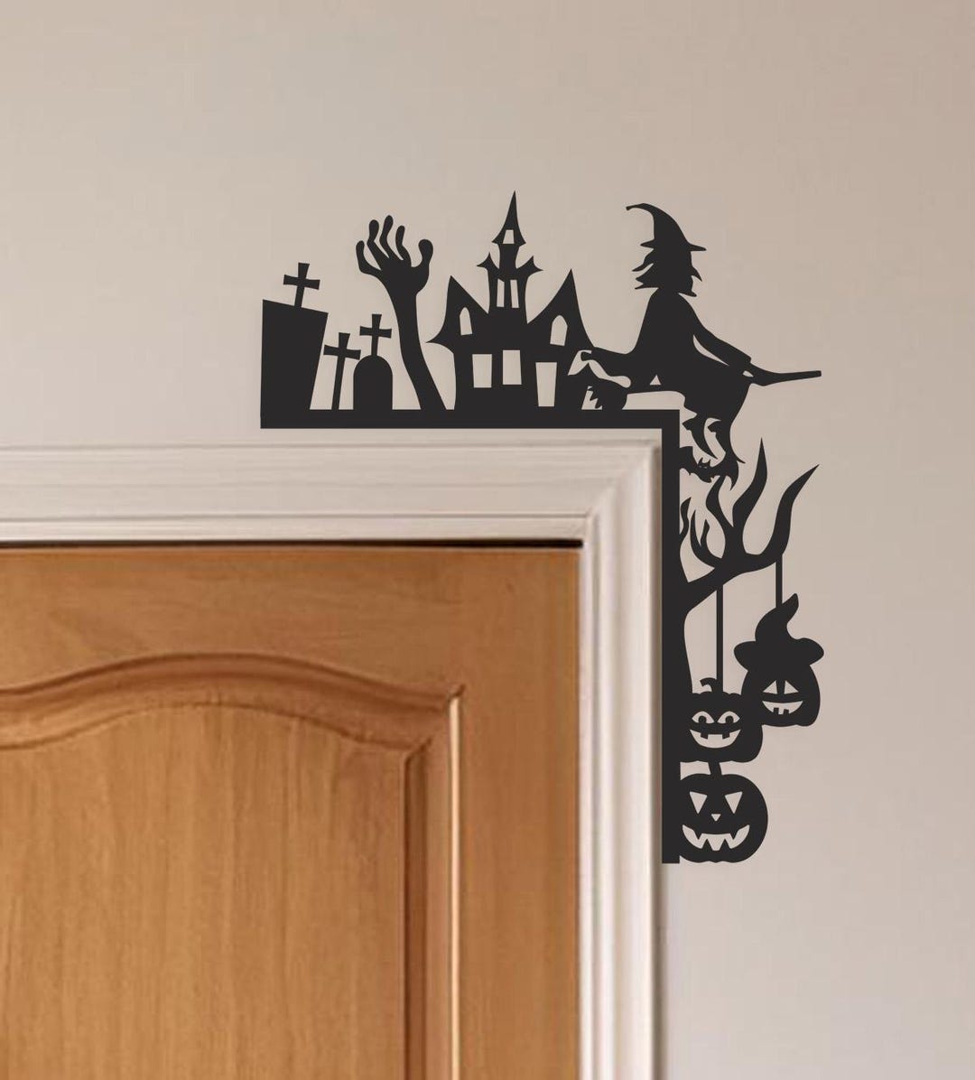 Halloween Decor, Door Corner Decor, Haunted House Halloween Silhouette ...