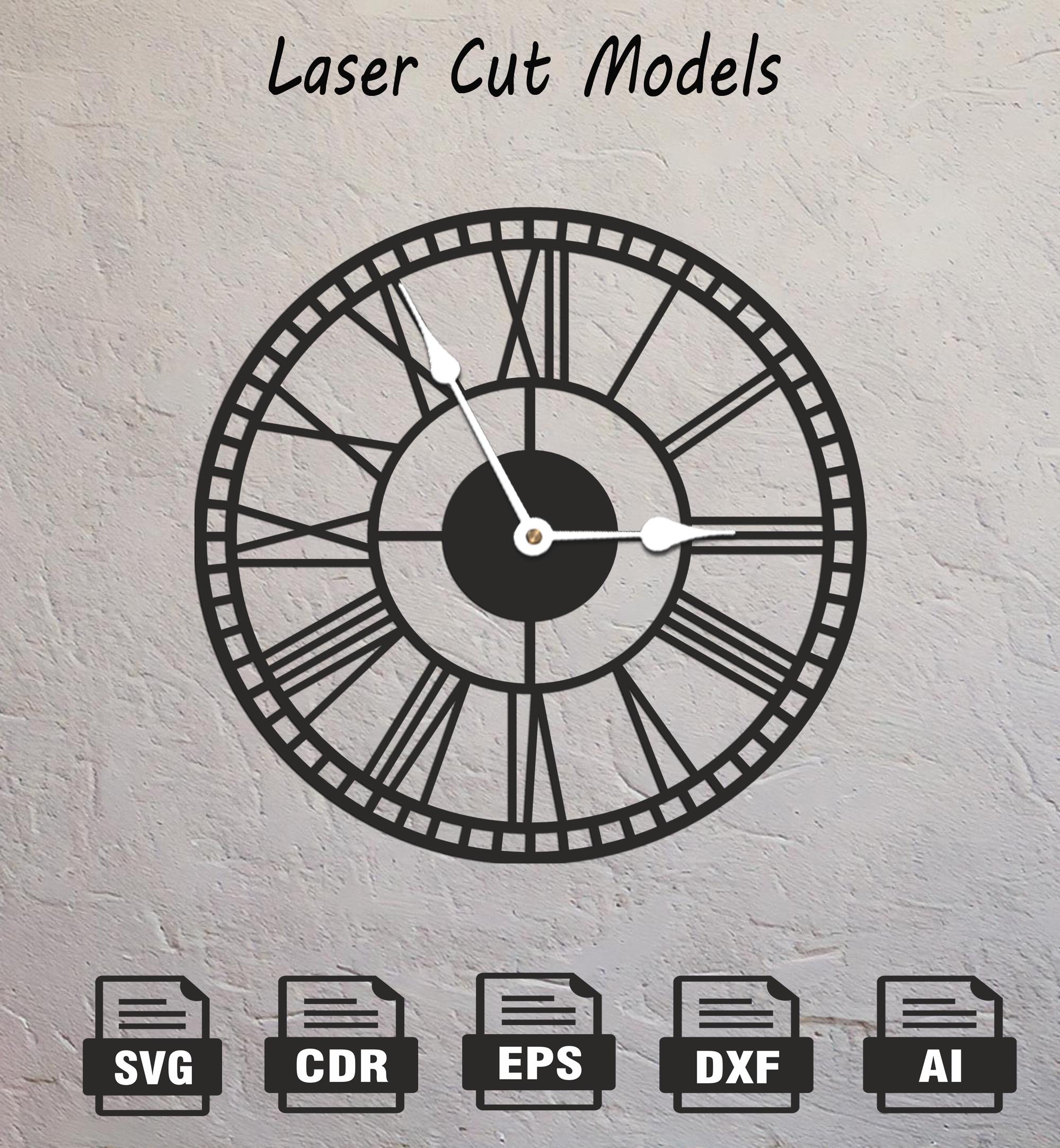 Wall Clock Laser Cut Dxf, Digital Vector File, CNC Cutting Router Metal ...