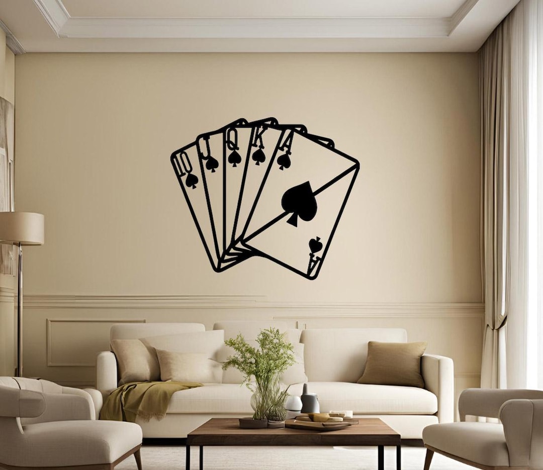 Poker Playing Card Wall Art, Large Wooden Royal Flush Playing Card ...