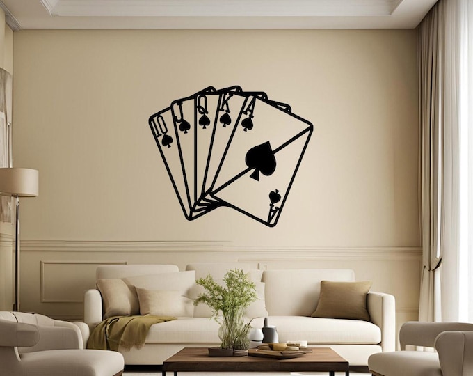 Poker Playing Card Wall Art, Large Wooden Royal Flush Playing Card ...