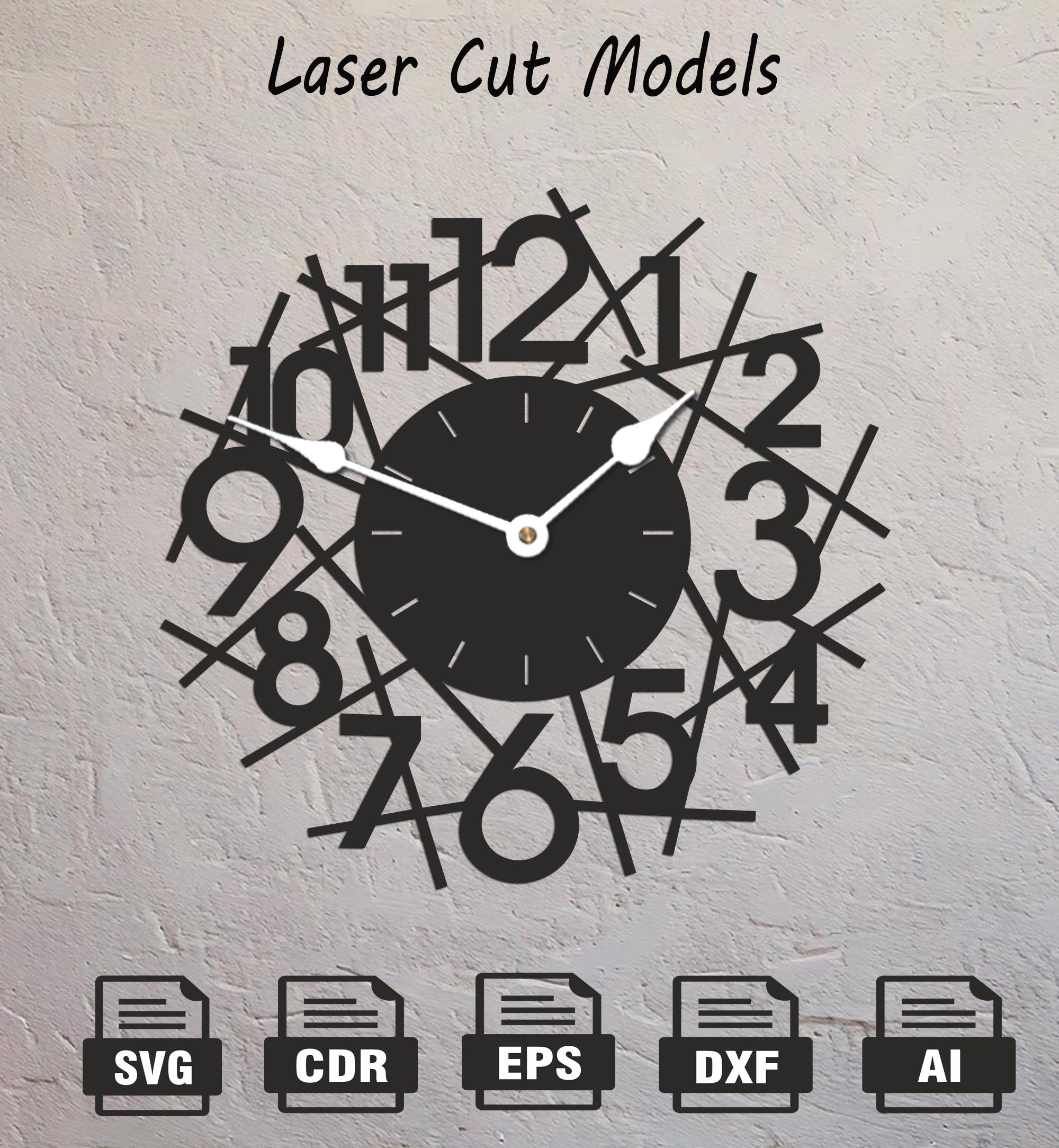 Wall Clock Laser Cut Dxf, Digital Vector File, CNC Cutting Router Metal ...