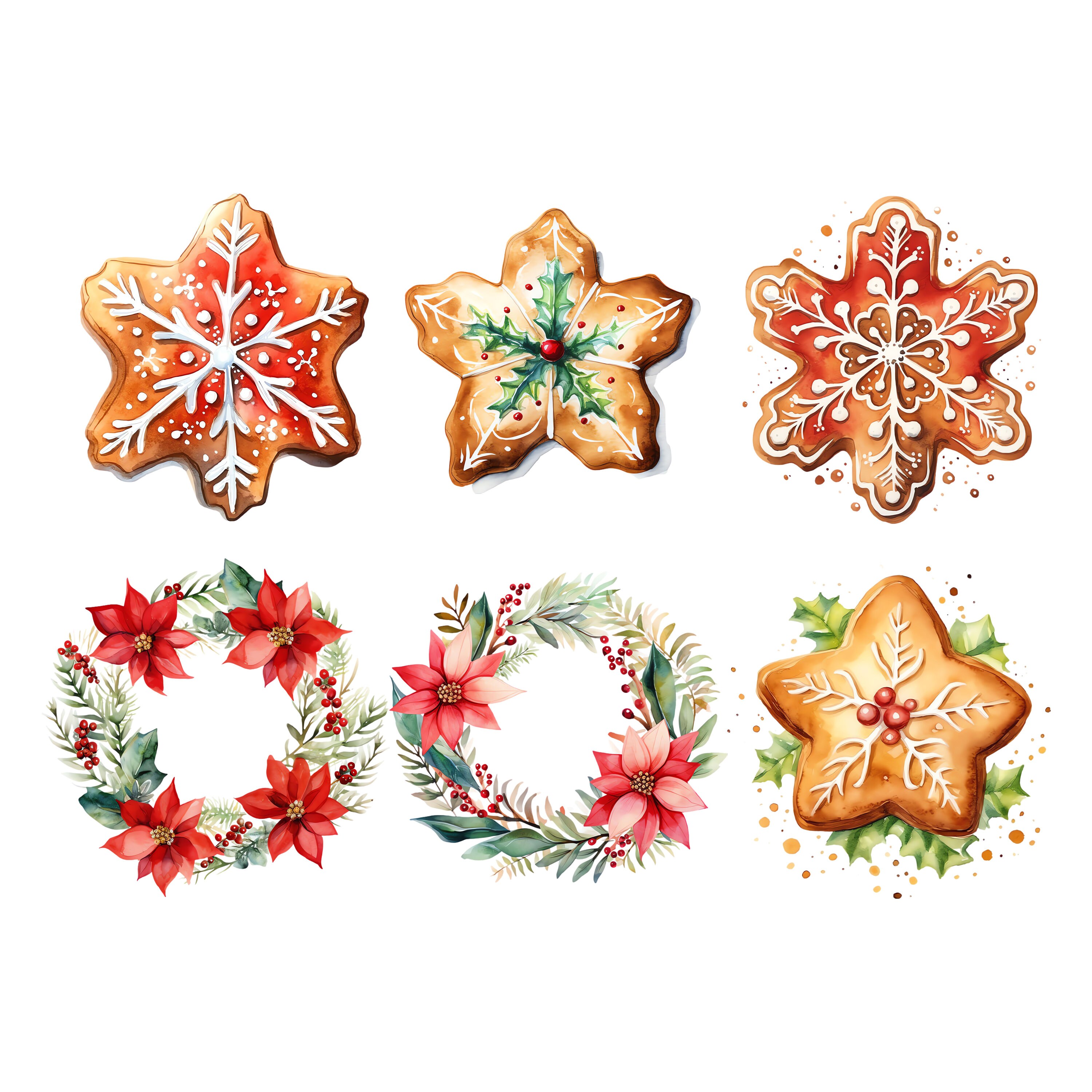 Christmas Elements Clipart Bundle, 60 PNG Transparent Background ...