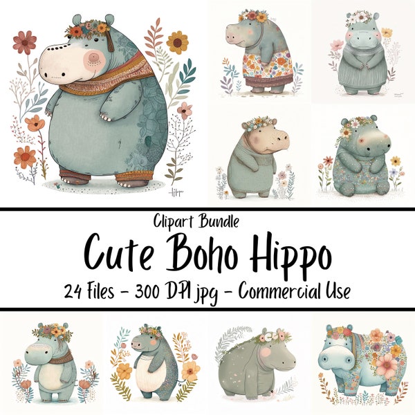Hippo Clipart - Etsy UK