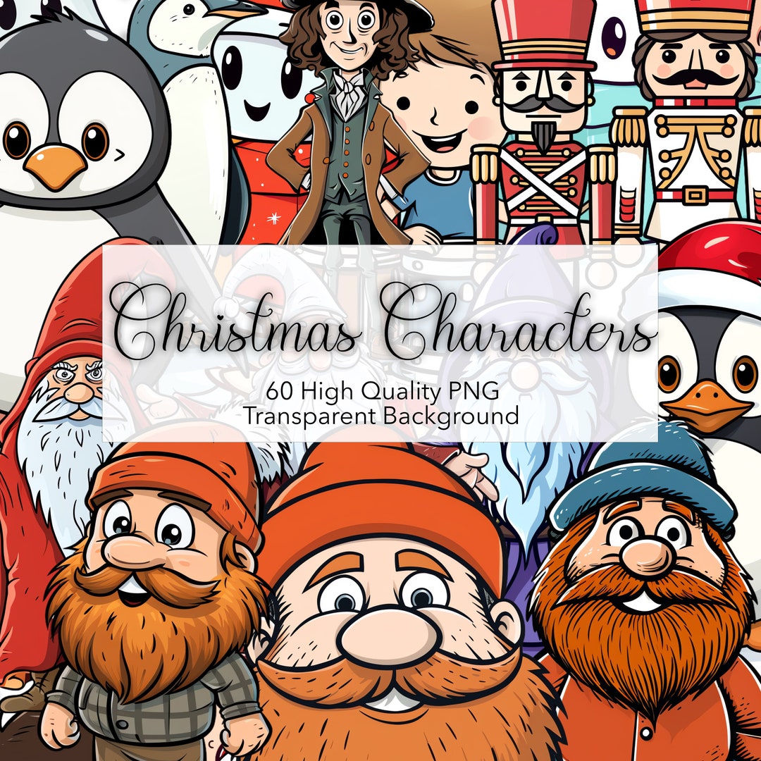 Christmas Characters Clipart Bundle 60 PNG Transparent - Etsy