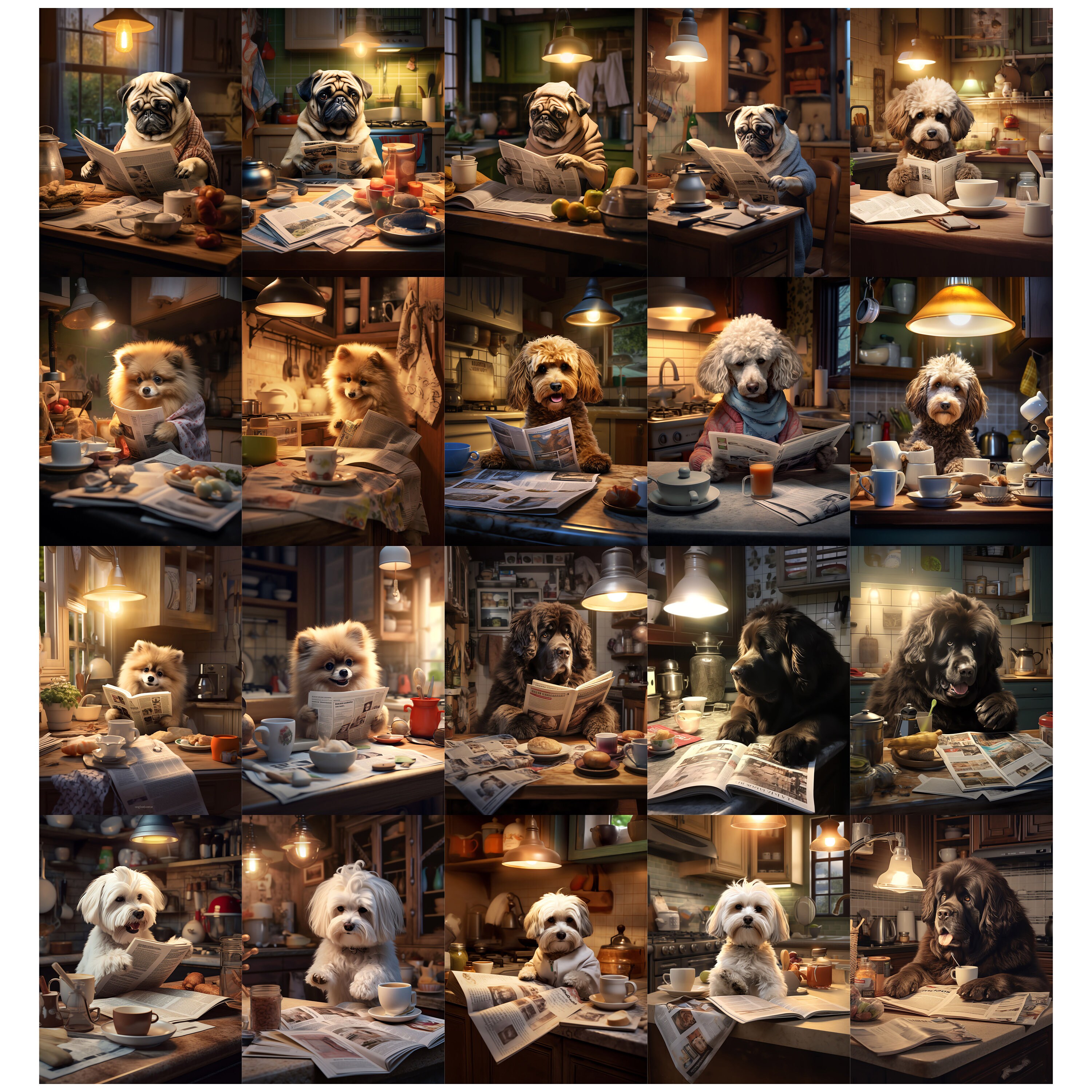 Dogs in Kitchen HQ Photography Digital Art 120 Posters, Kitchen Art ...