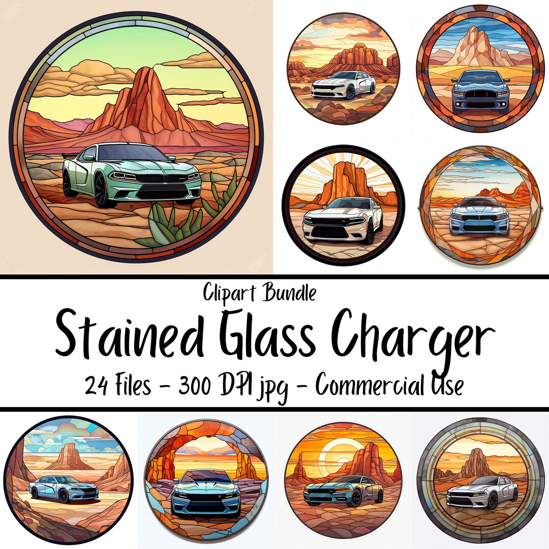 Stained Glass Style Dodge Charger Bundle 24 Hq JPG Digital - Etsy