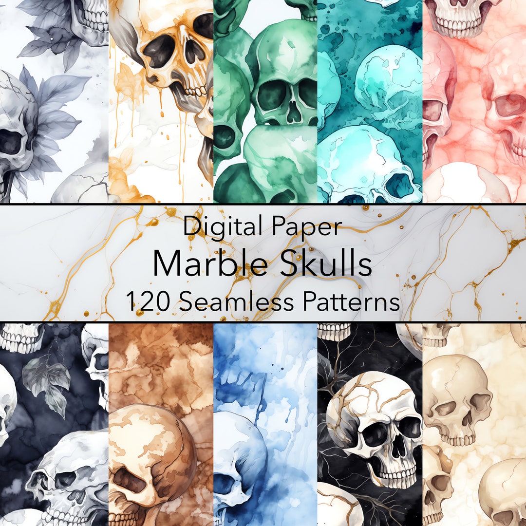 Marble Skulls Digital Paper 120 Seamless Patterns Digital - Etsy