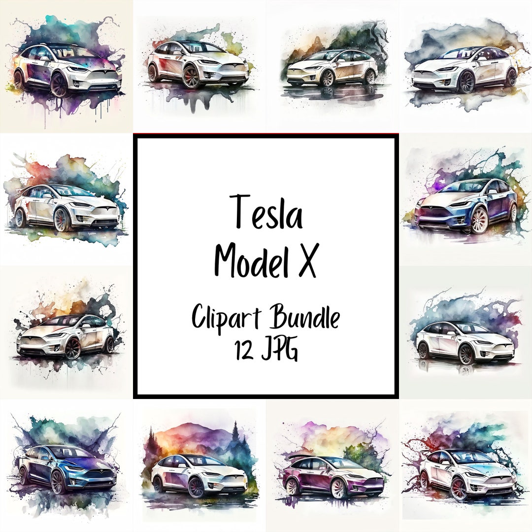 Tesla Model X Clipart Bundle 12 HQ Jpgs 300DPI Digital - Etsy