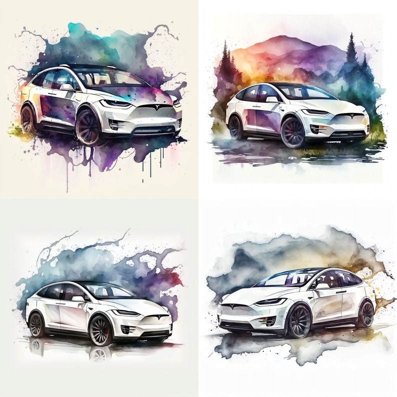 Tesla Model X Clipart Bundle 12 HQ Jpgs 300DPI Digital - Etsy