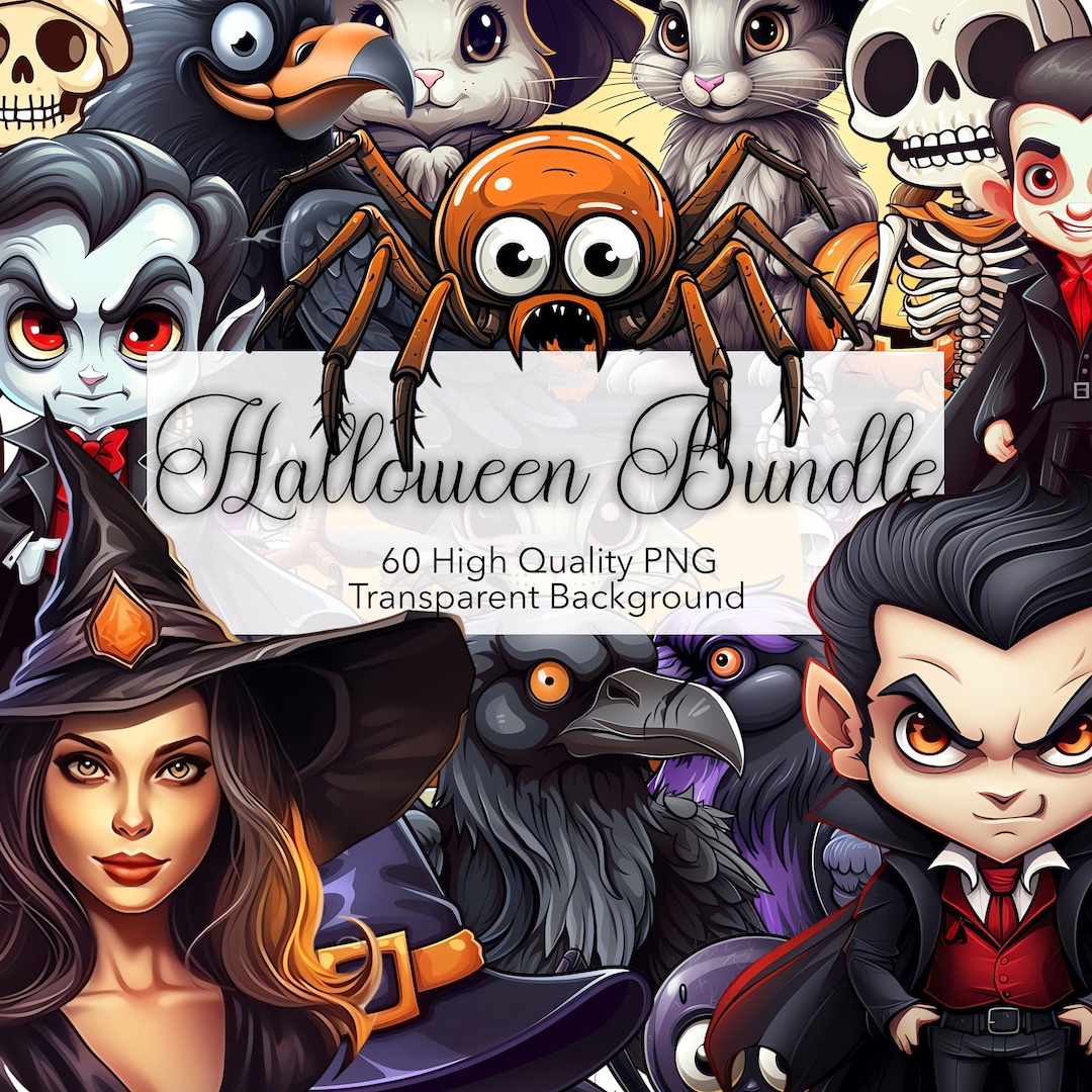 Halloween Bundle Clipart Bundle 60 PNG Transparent - Etsy