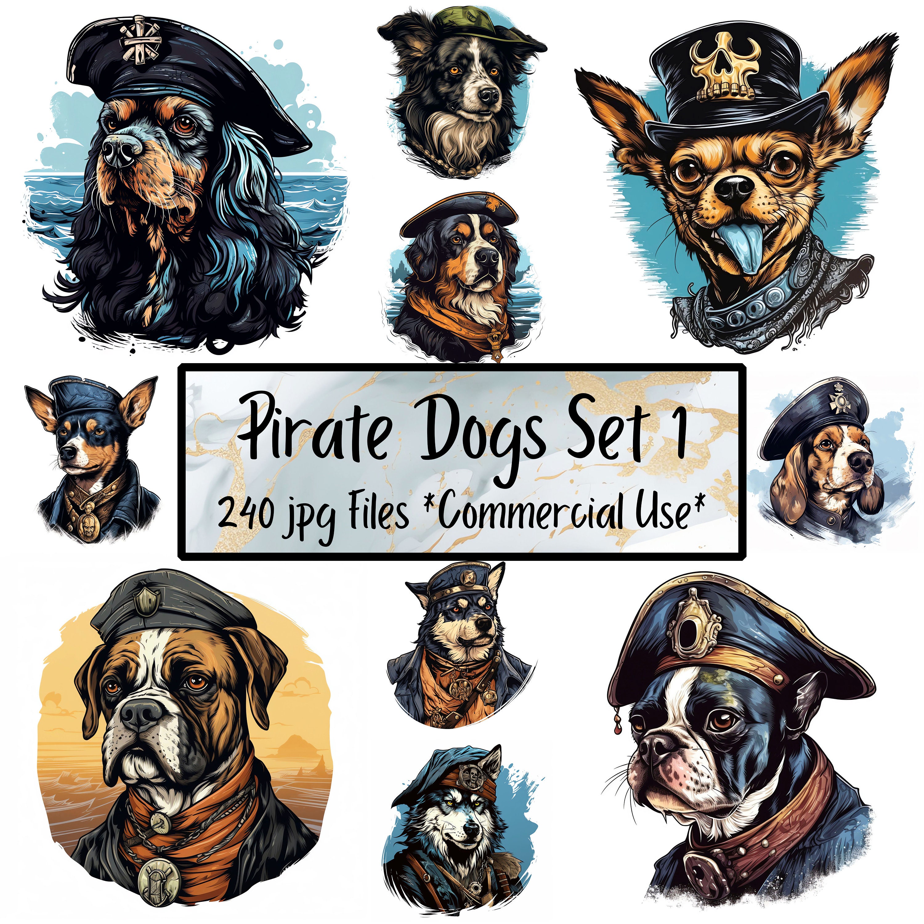 240 JPG Puppy Pirate Dogs Set 1 Instant Download Digital - Etsy