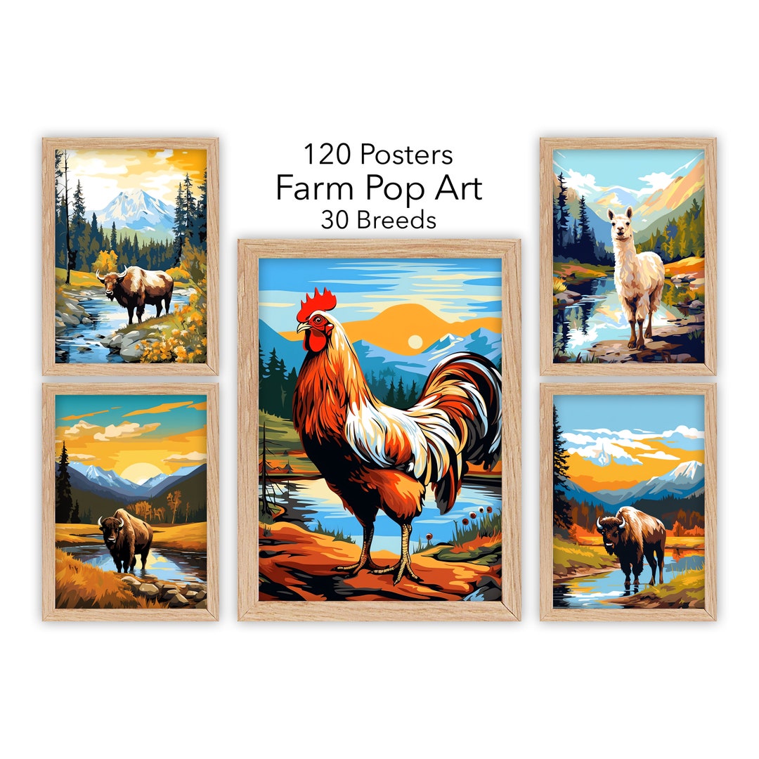 Farm Animals in Pop Art Style HQ Digital Art 120 Posters - Etsy