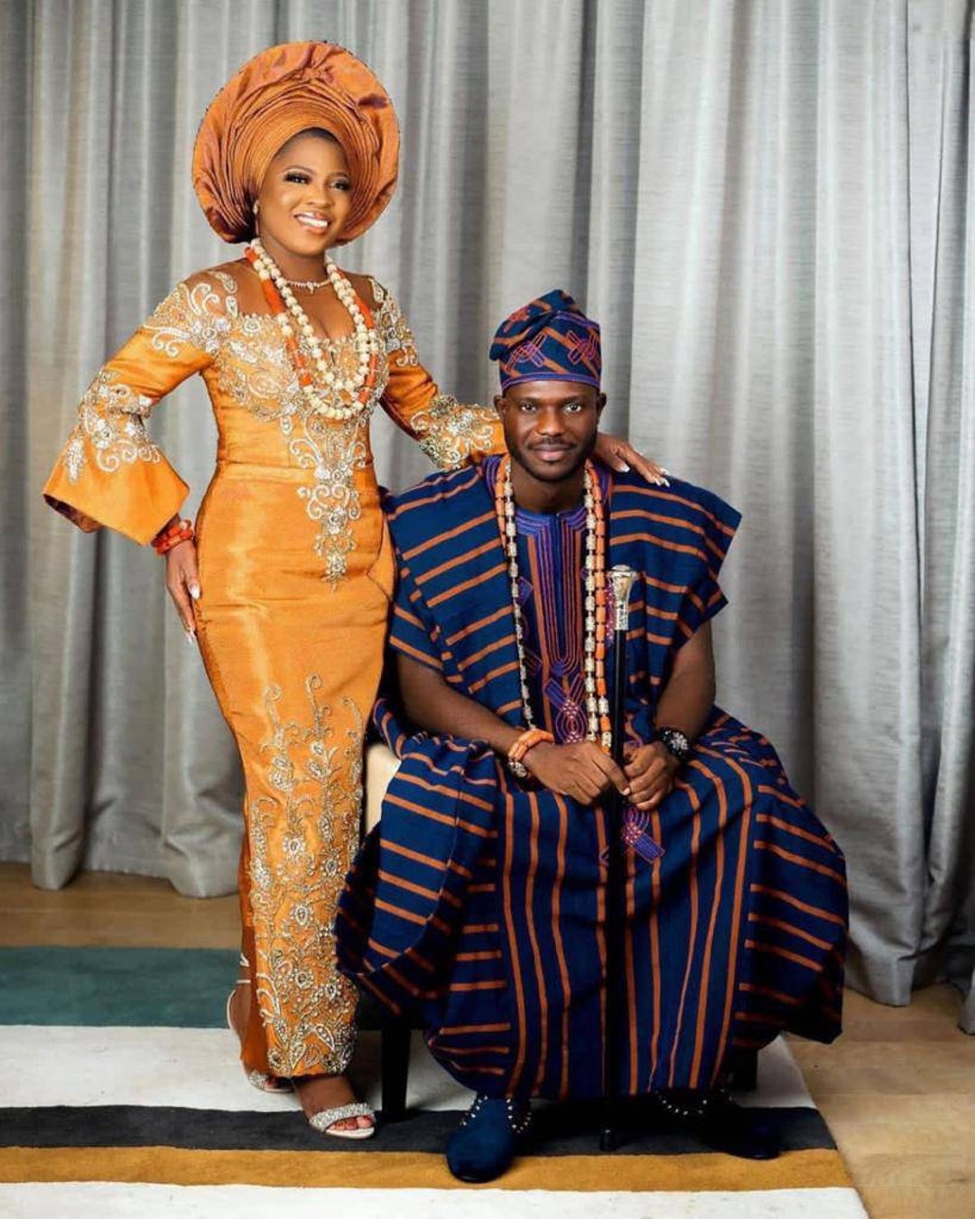 Gold and Purple Aso Oke. Matching Outfits for Couples.nigeria - Etsy