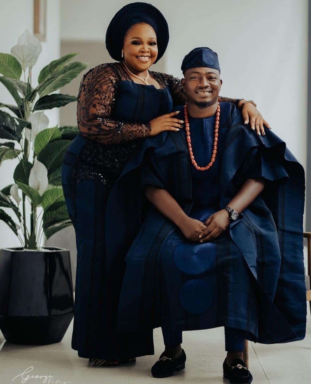 Authetic African Blue Aso Oke// Couples Set Traditional Wear - Etsy