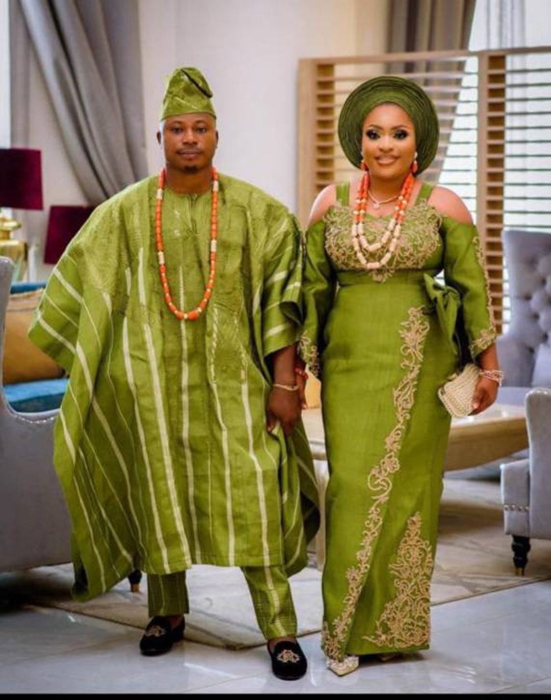 Gorgeous Lemon Green and Gold Aso Oke for Traditional Wedding. - Etsy