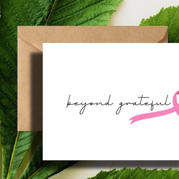 Breast Cancer Pink Ribbon Beyond Grateful Thank You Note Cards Set With ...