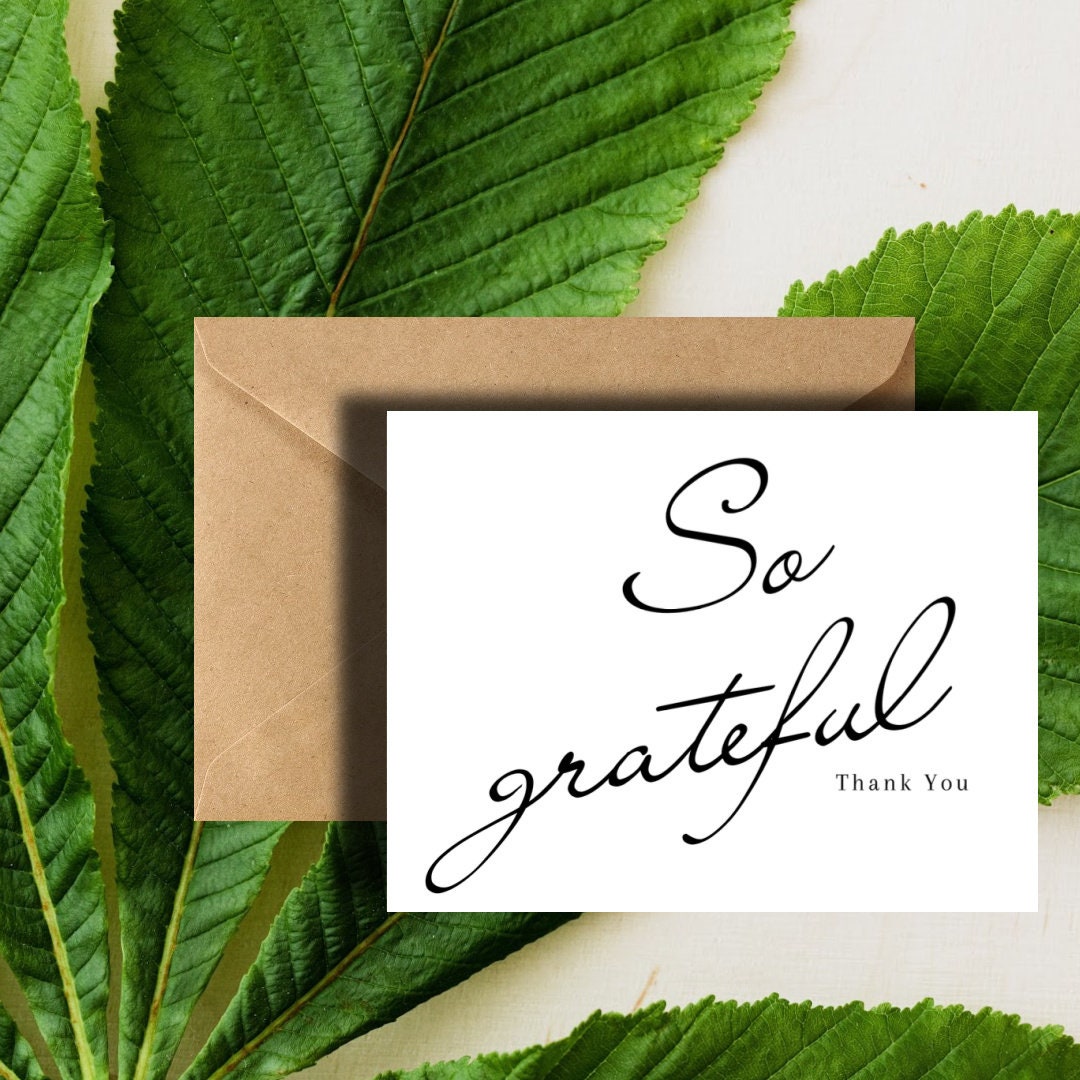 So Grateful Thank You Card Set With Quality Kraft Envelopes for Events ...