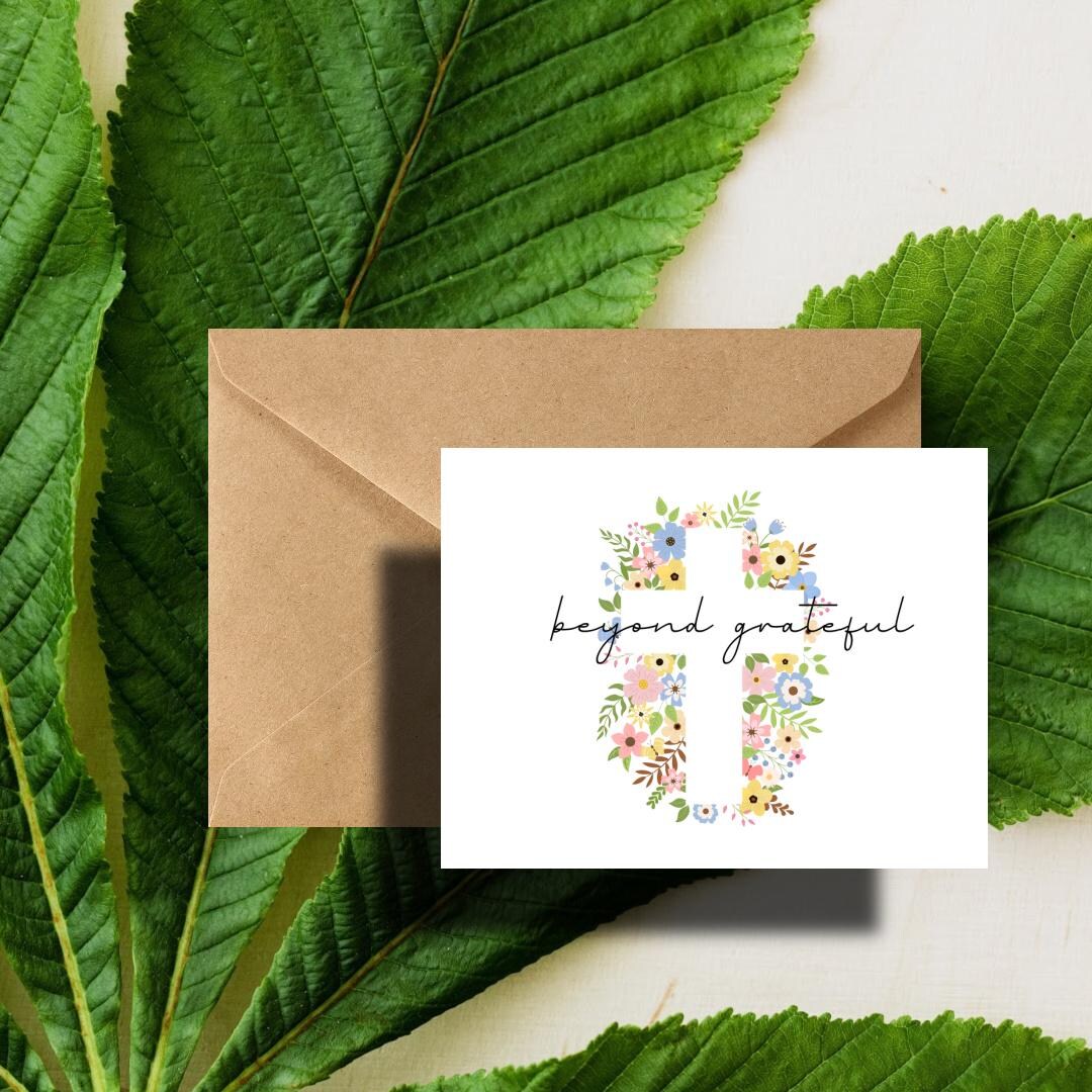 Easter Thank You Cards, Easter Floral Cross Cards, Cute Easter Note ...