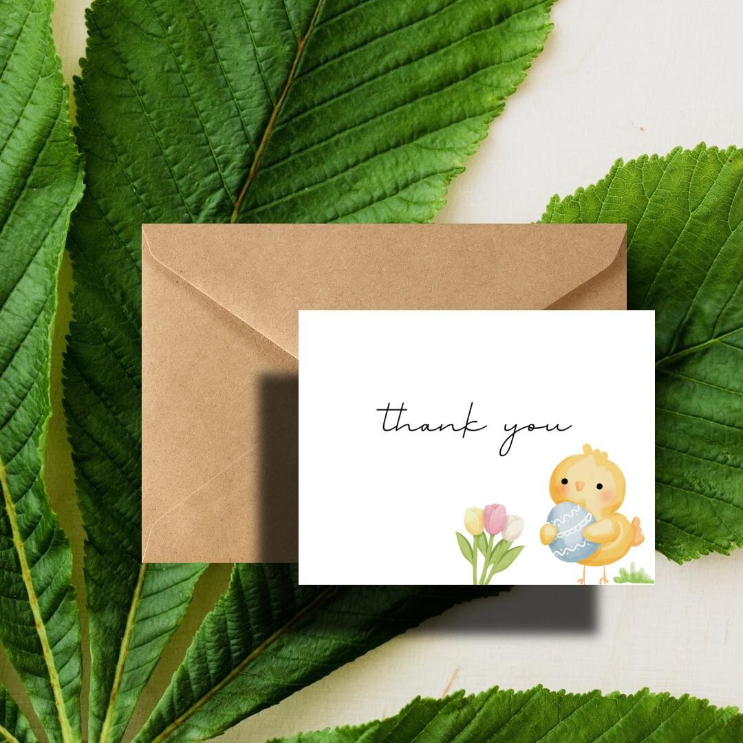 Thank You Cards, Easter Eggs Cards, Cute Easter Note Cards - Set of 12 ...