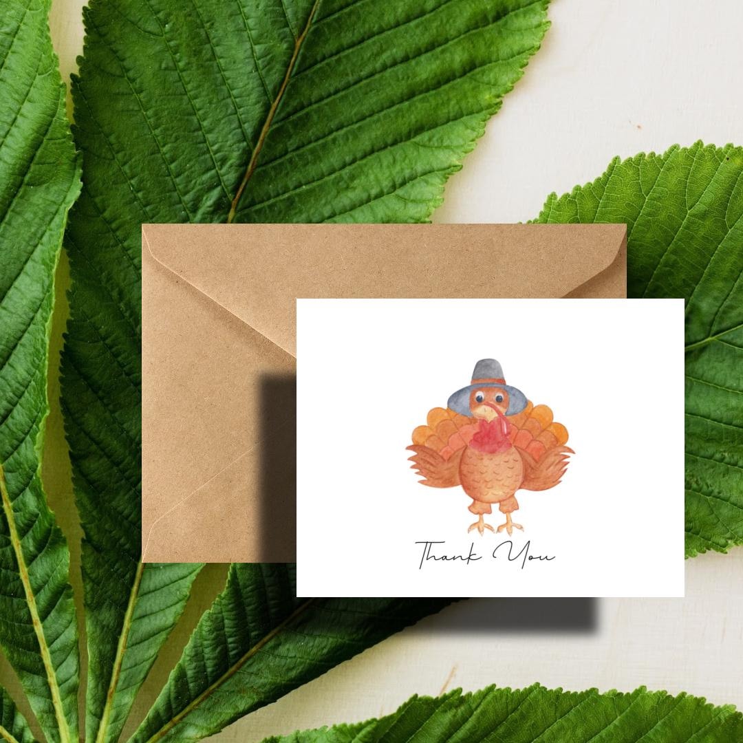 Thank You Thanksgiving Turkey Thank You Cards Pack With Envelopes - Etsy