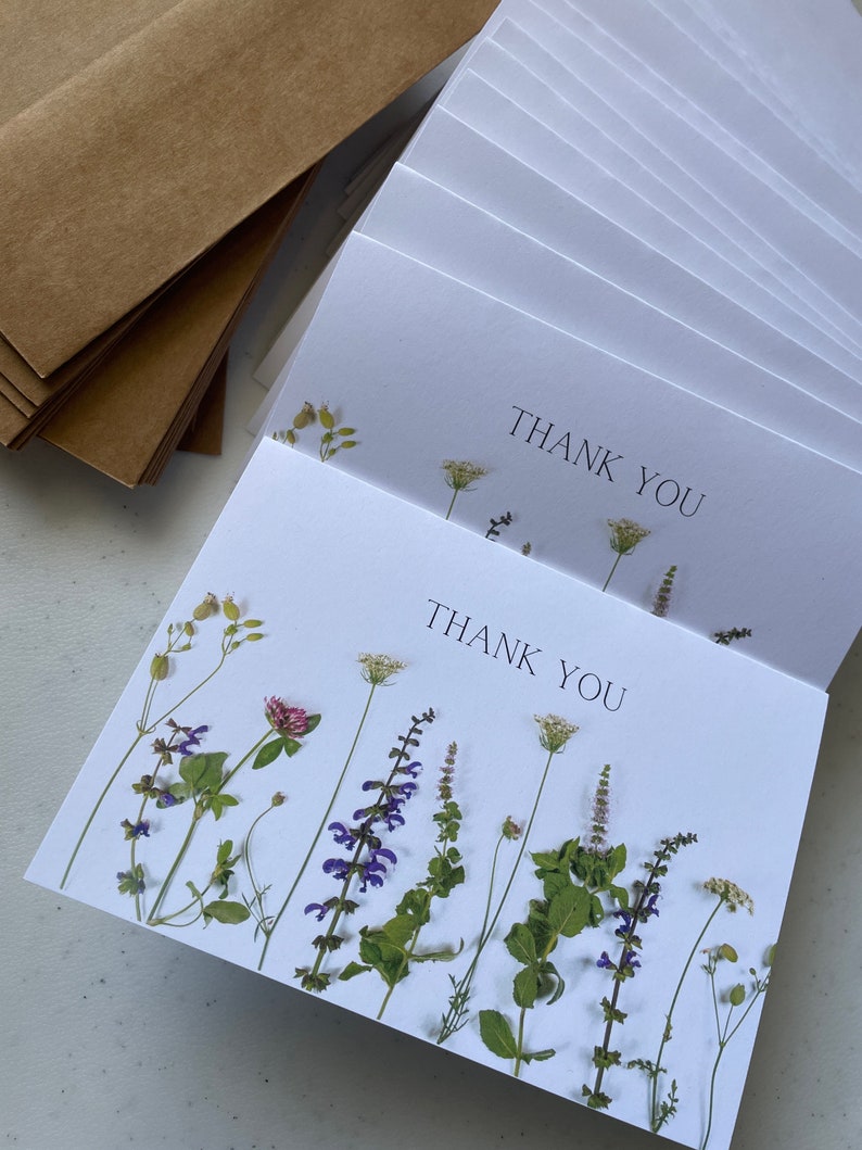 Wildflower Thank You Cards SET OF 12,24,36,48 With Envelopes - Etsy
