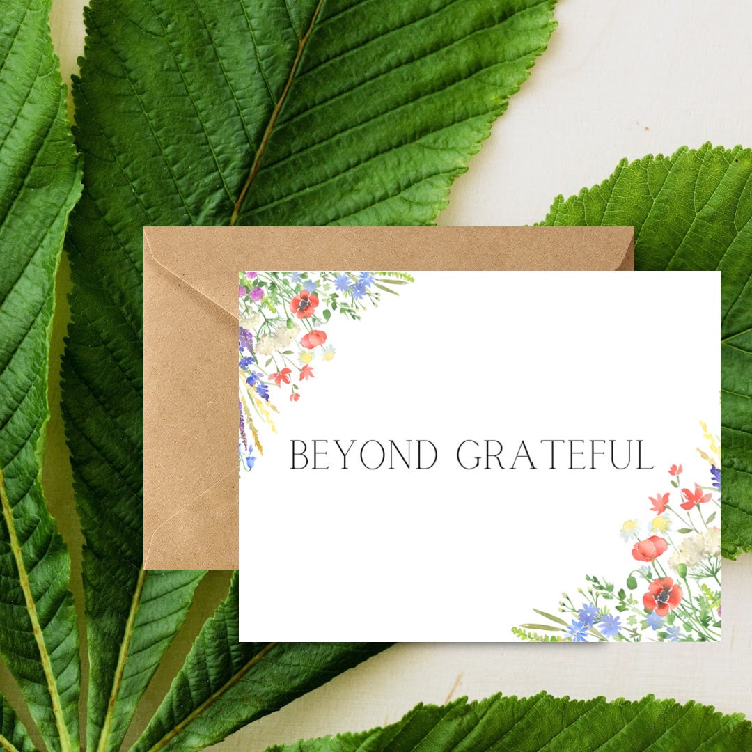 Floral Beyond Grateful Thank You Cards Pack With Envelopes - Etsy
