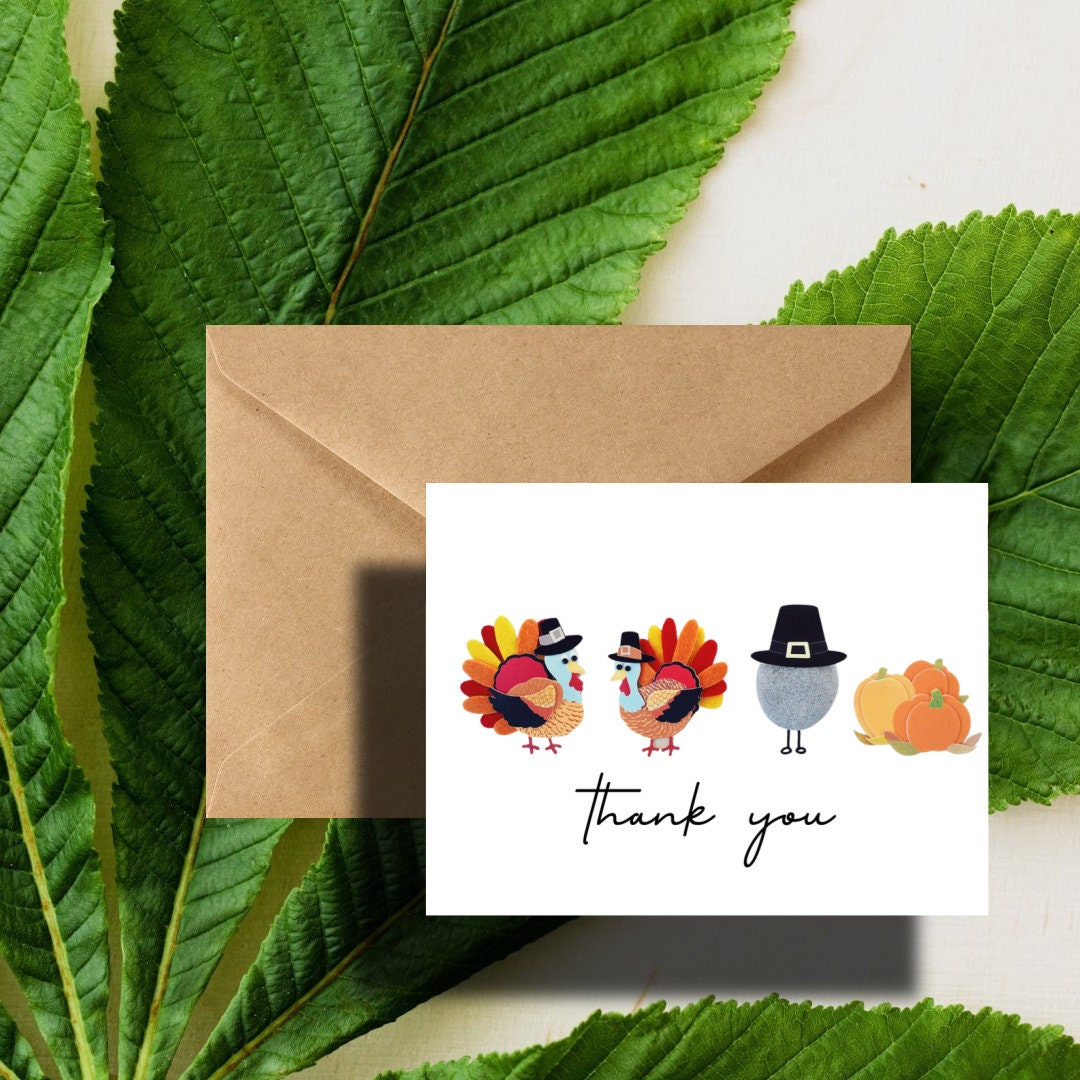Thanksgiving Thank You Cards Pumpkin and Turkeys Thankful Thank You ...