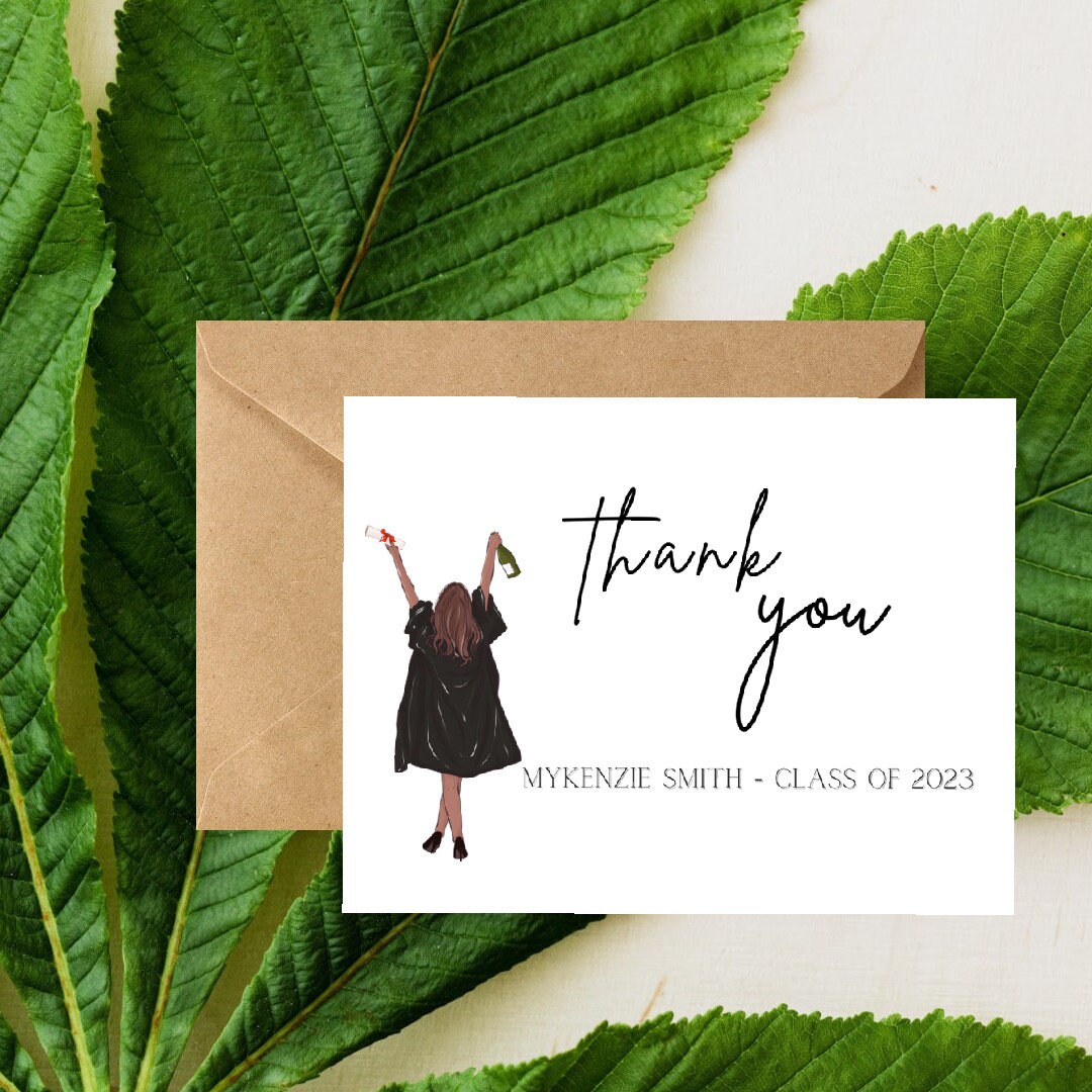 Personalized Graduation Thank You Cards - Set of 12, 24,36,48 Pack With ...