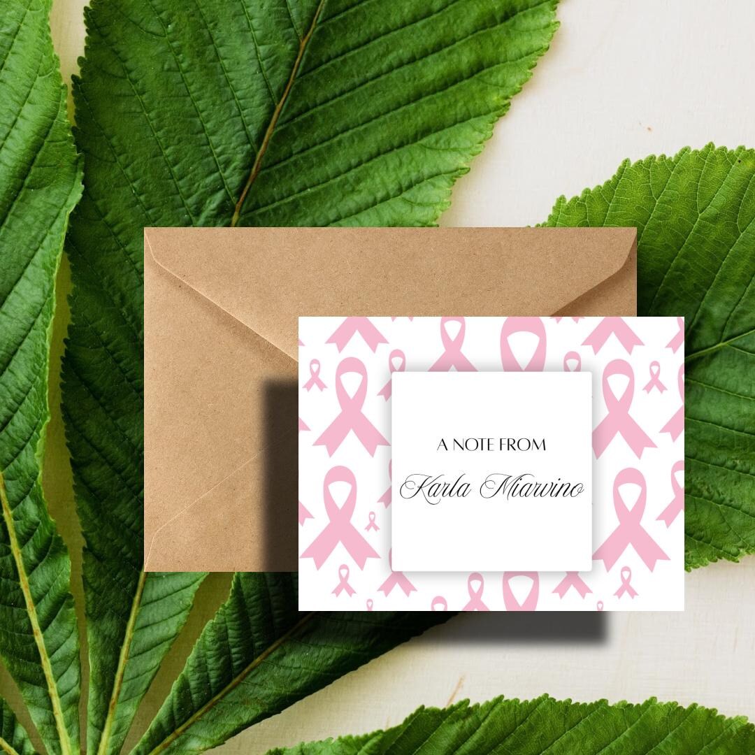 Personalized Custom Pink Breast Cancer Ribbon Note Cards With Name ...