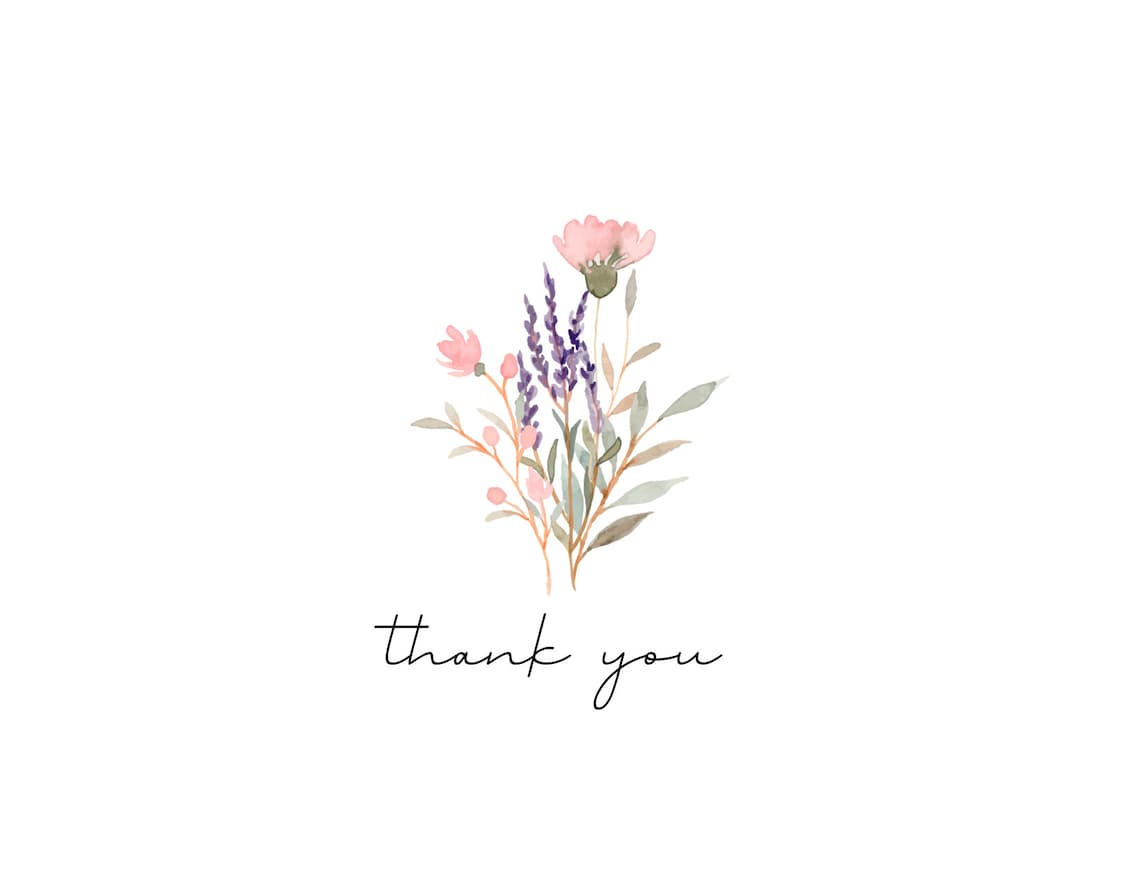 Simple Thank You Cards Pack Flowers With Envelopes - Etsy