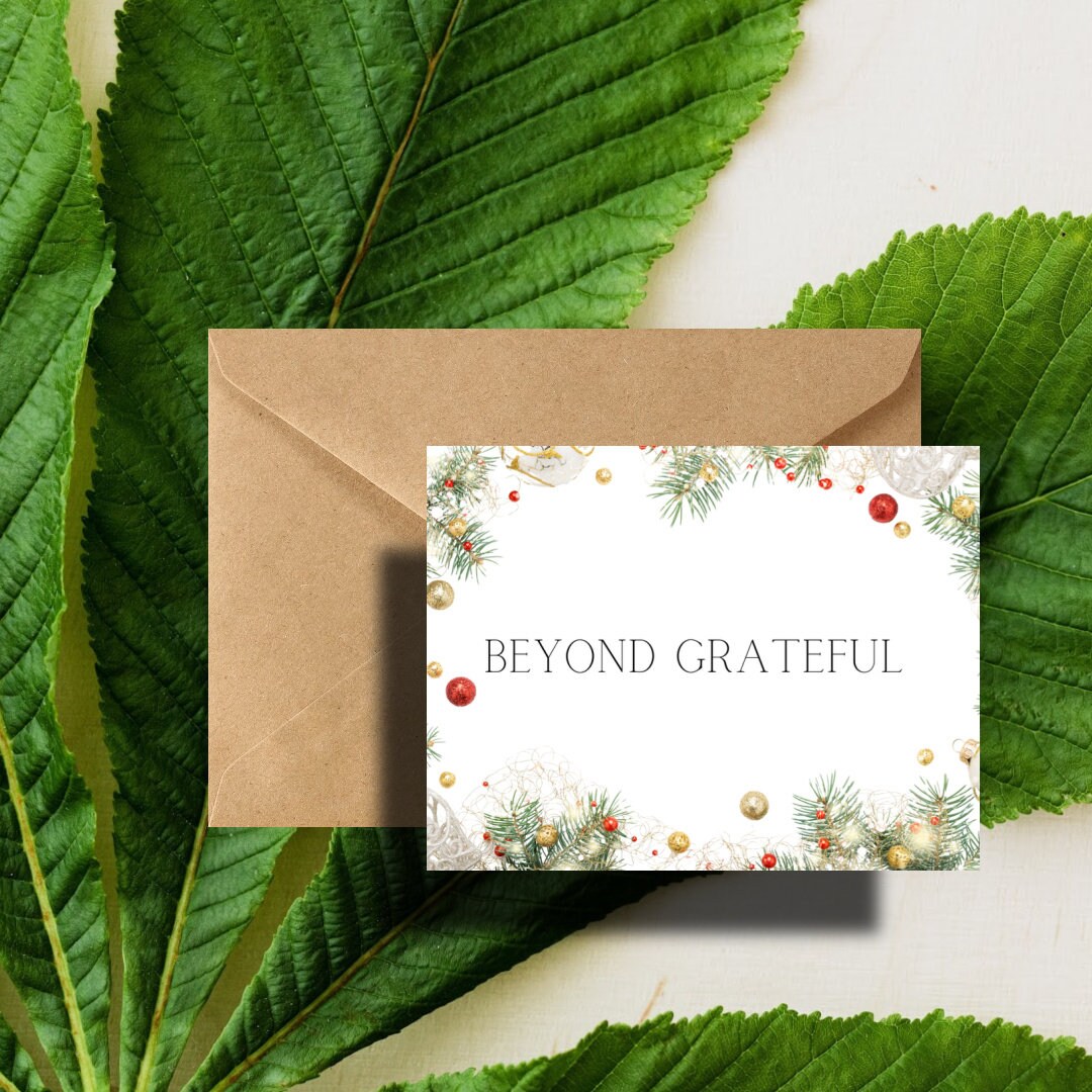Beyond Grateful Holiday Thank You Cards Note Cards Pack With Kraft ...