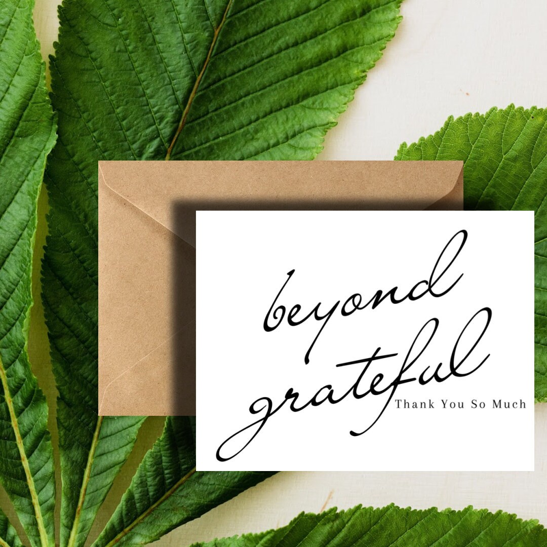 Beyond Grateful Thank You Card Set With Kraft Envelopes - Etsy