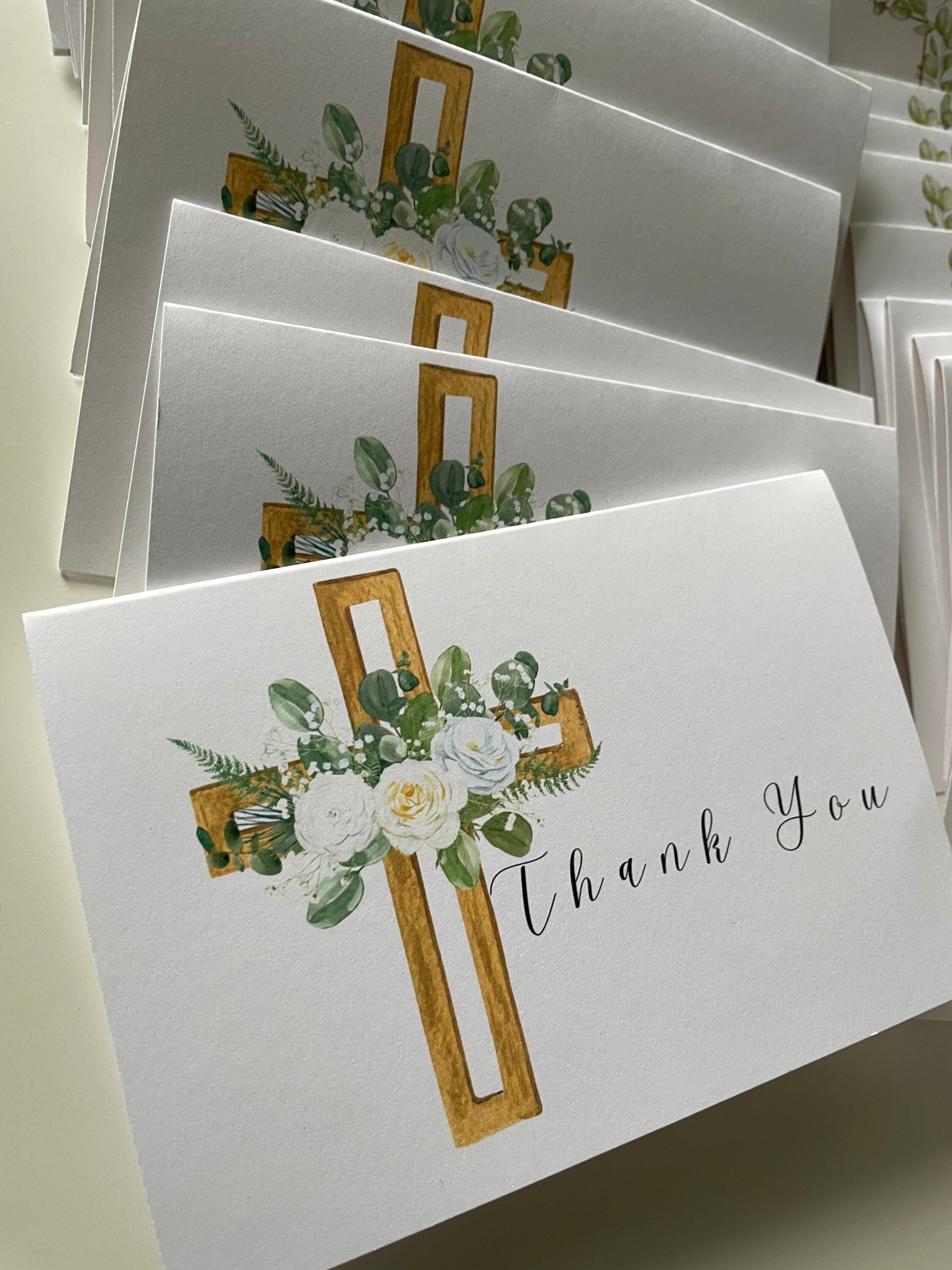 Christian Cross Note Cards Thank You Card Set With Envelopes for Events ...