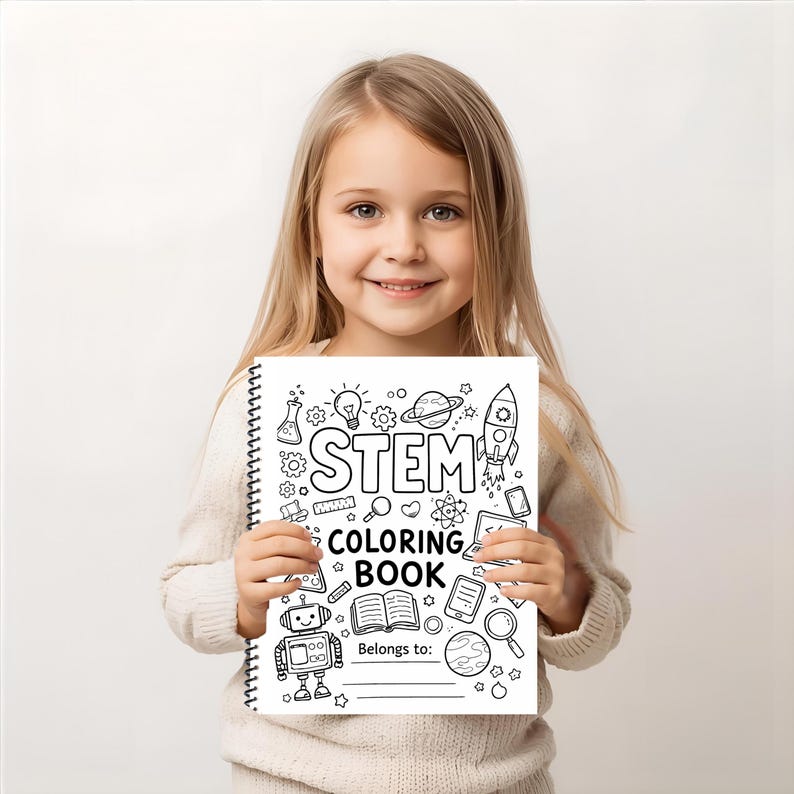 STEM Activity Coloring Book for Kids, 14 Pages of STEM Illustrations ...
