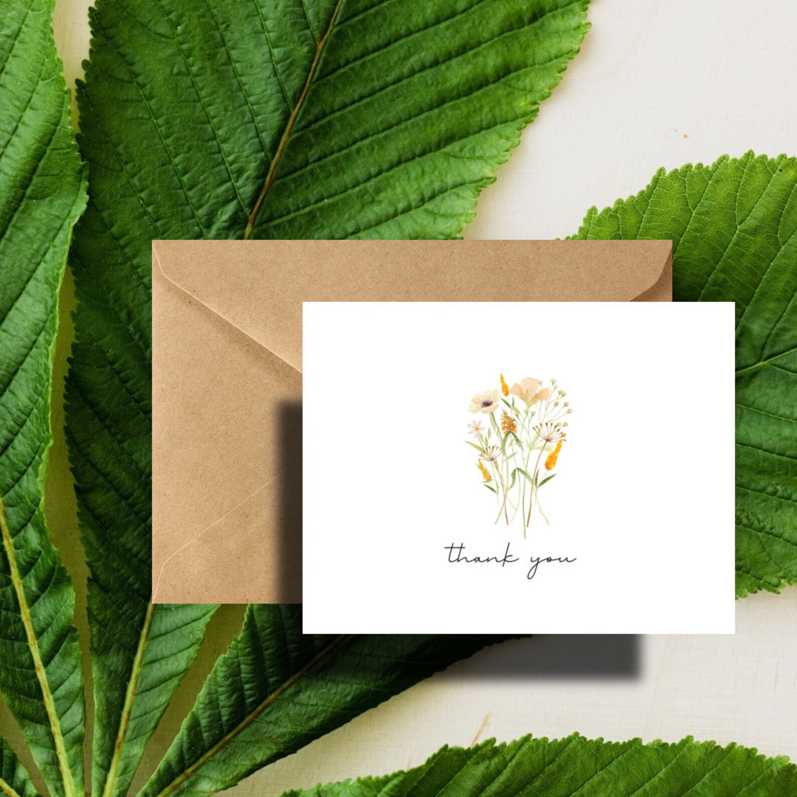 Simple Thank You Cards Pack Flowers With Envelopes - Etsy