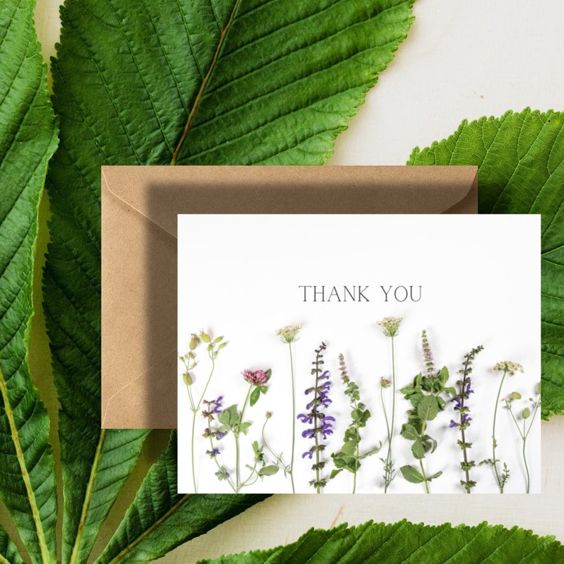 Wildflower Thank You Cards SET OF 12,24,36,48 With Envelopes - Etsy