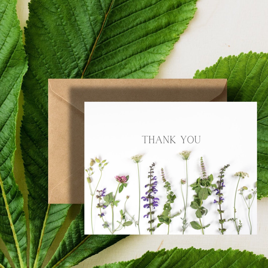Wildflower Thank You Cards SET OF 12,24,36,48 With Envelopes - Etsy